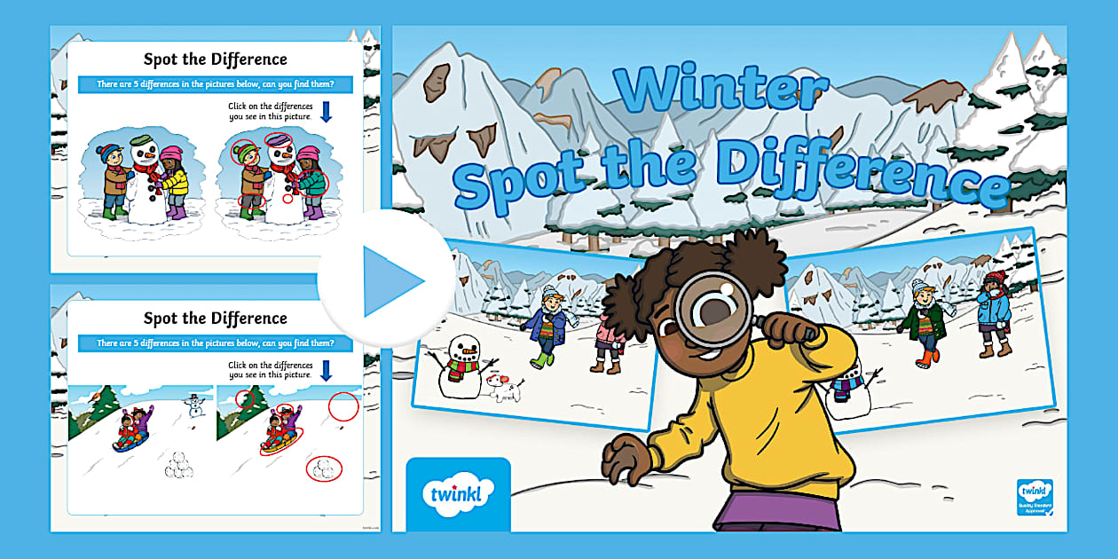 Winter Themed Spot the Difference PowerPoint | Twinkl