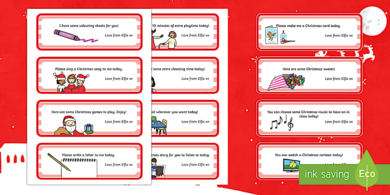 Christmas Elf Class Rewards Editable Notes - Twinkl