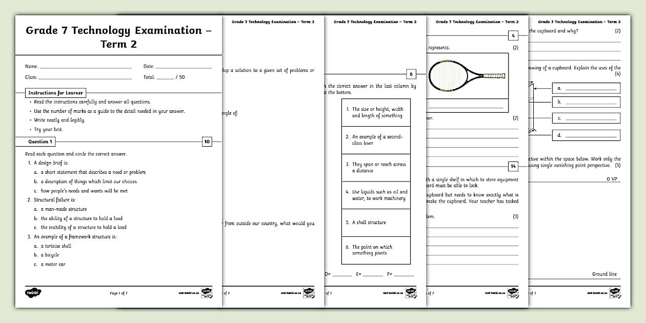 Grade 7 Technology Examination – Term 2 - Twinkl