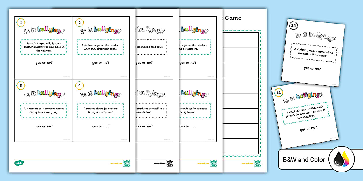 Is It Bullying? Scoot Game for 3rd-5th Grade (teacher made)