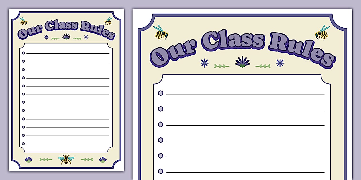 Bee-Themed Our Class Rules Display Poster (teacher made)