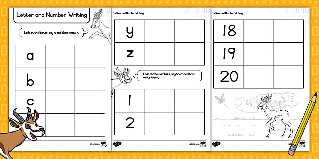 Foundation Phase - Writing - Worksheet: Letters and Numbers
