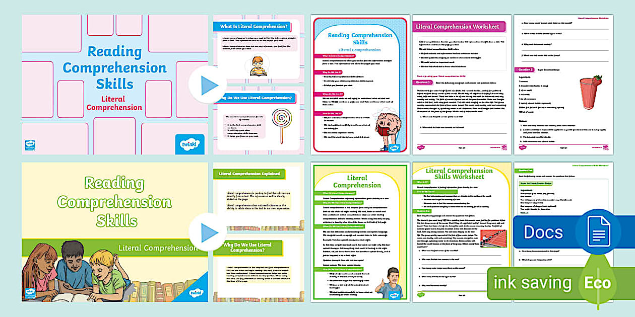 Reading Comprehension Skills Pack: Literal Comprehension (Year 3-6)