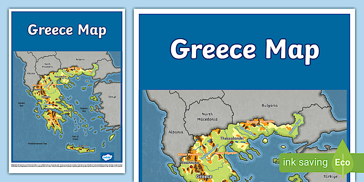 KS2 Greece Display Map | Twinkl Geography Display Posters