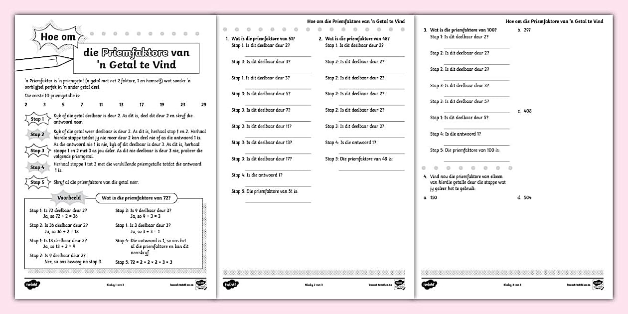 Graad 7 Wiskunde: Hoe om die Priemfaktore van 'n Getal te Vind