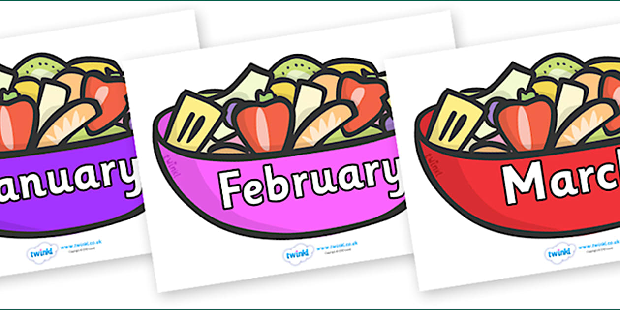 Cursive Months of the Year on Fruit Salad - Twinkl