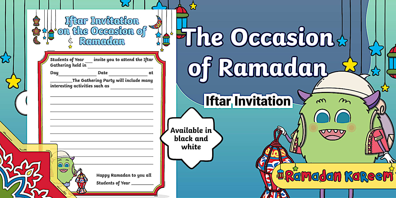 Iftar Invitation on the Occasion of Ramadan - Writing Activity