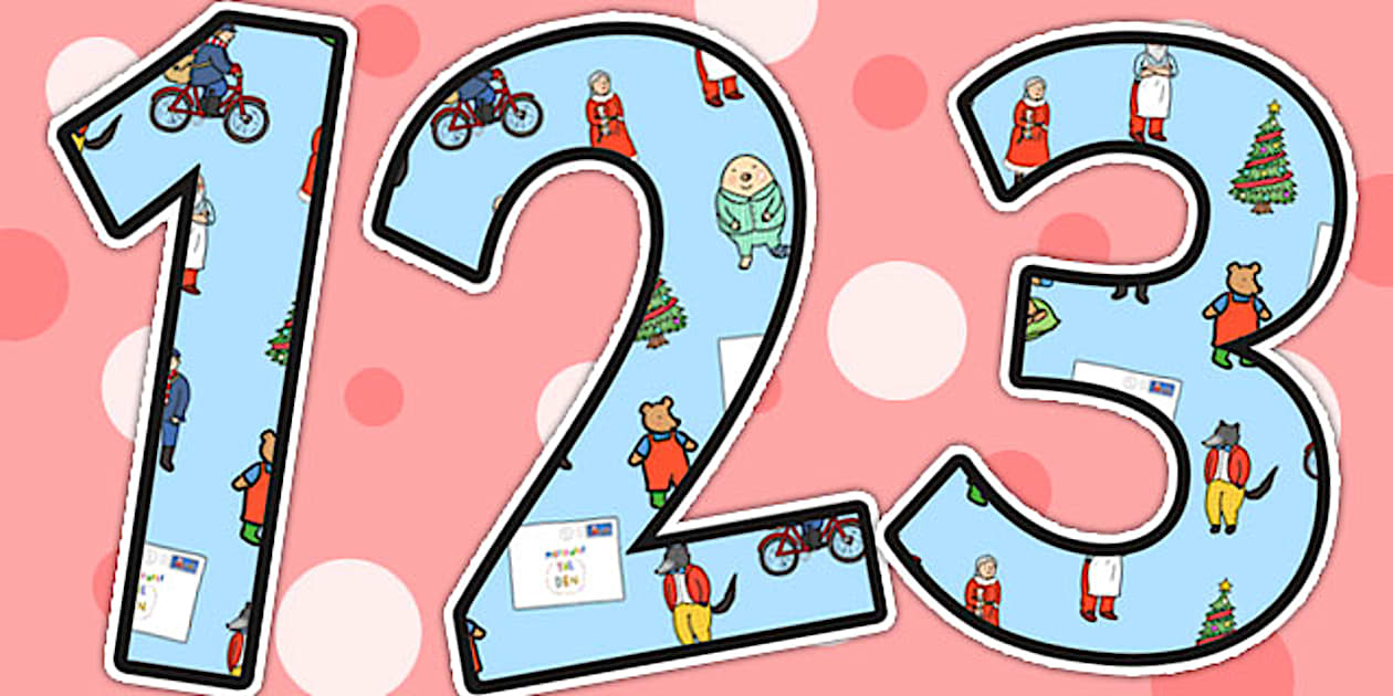 The Jolly Christmas Postman Small Display Numbers - Twinkl