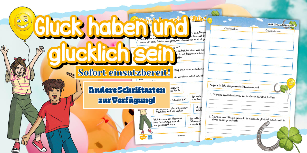 Glück haben und glücklich sein - Arbeitsblatt