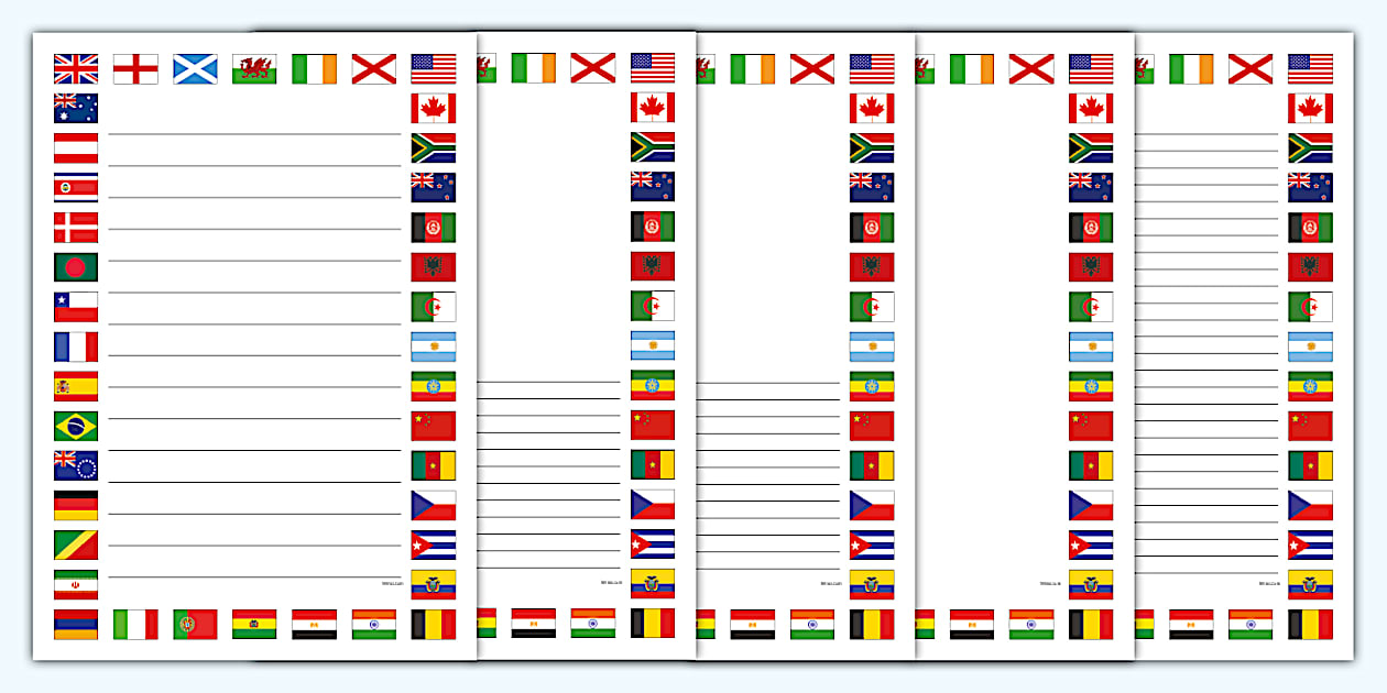 Editable Flags Of the World Page Borders (teacher made)