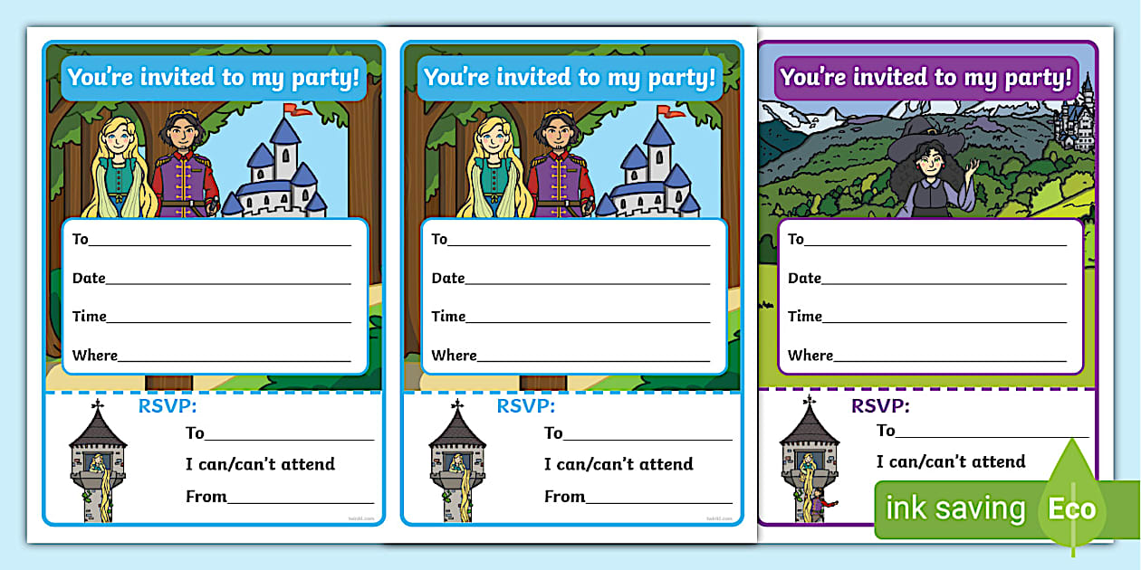 Rapunzel Party Invitations | Rapunzel Fairy Tale | Twinkl