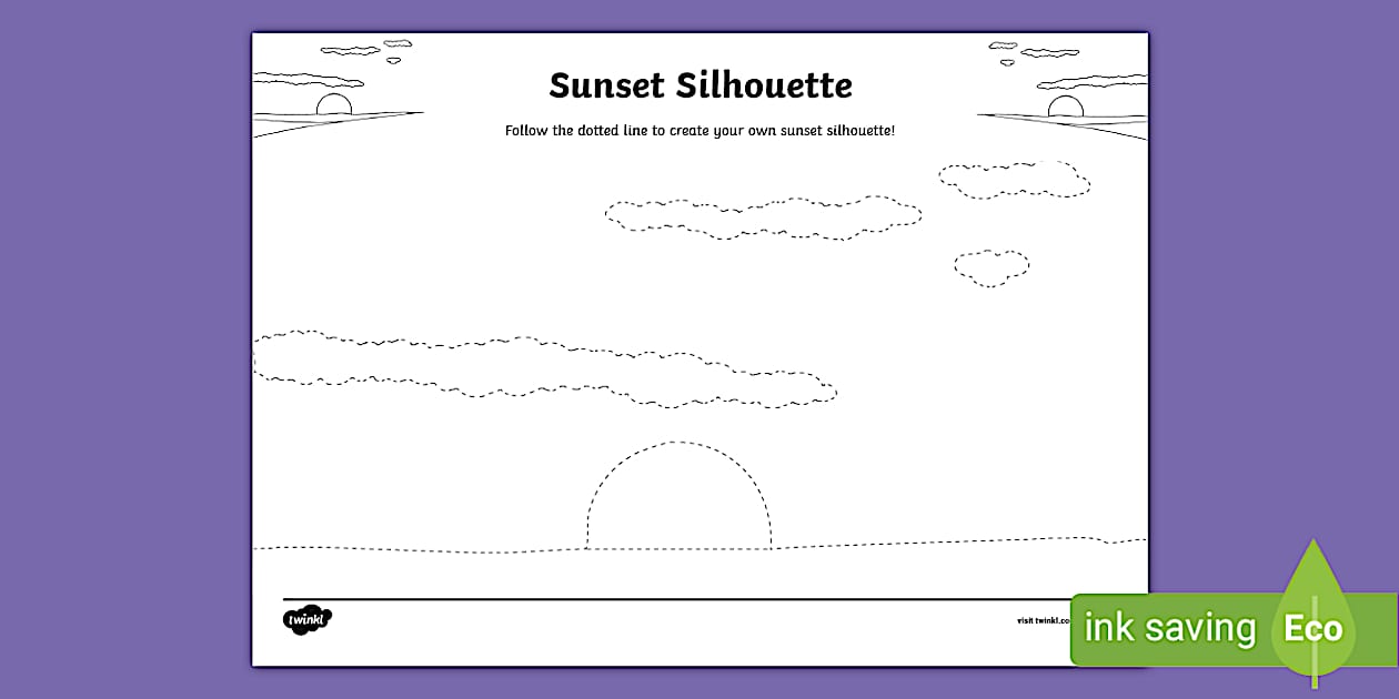 Sunset Silhouette Drawing Activity (Teacher-Made) - Twinkl