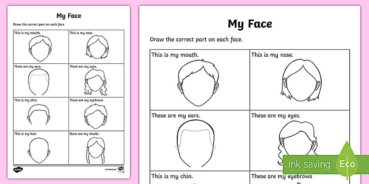 My Facial Features Worksheet / Worksheet - Twinkl