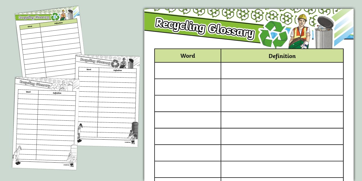 Recycling Glossary Writing Template (teacher made) - Twinkl