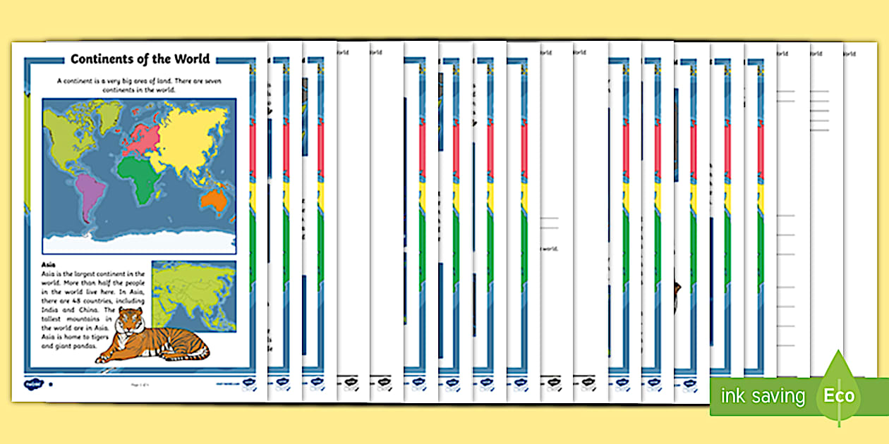 Continents of the World Differentiated Reading Comprehension Activity