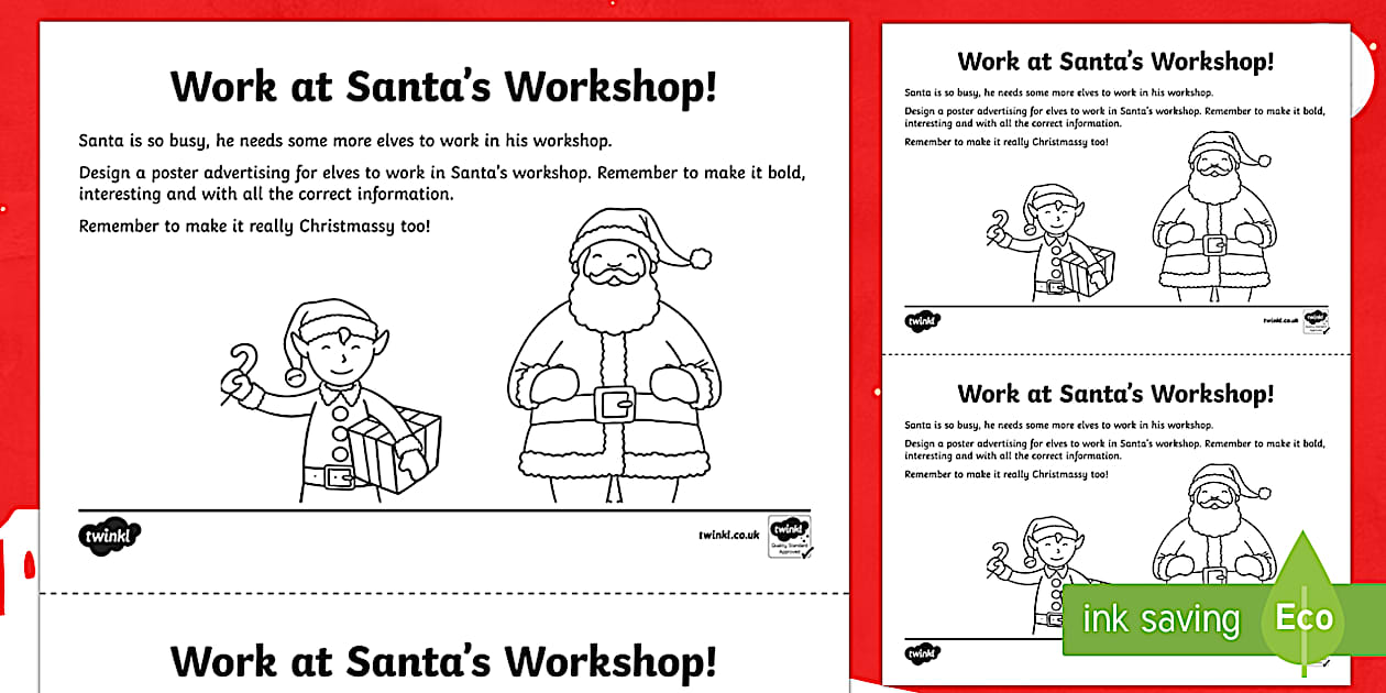 KS1 Santa's Workshop Job Advert Poster Worksheet / Worksheet