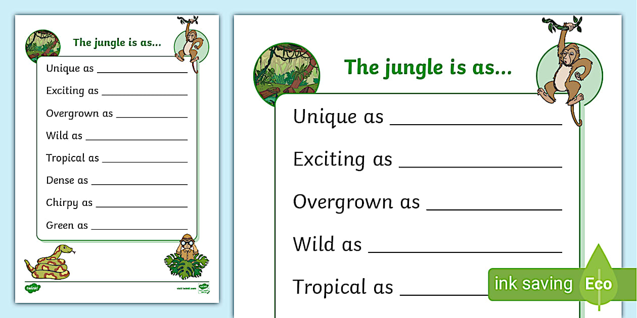 Jungle Simile Poem Template (Teacher-Made) - Twinkl