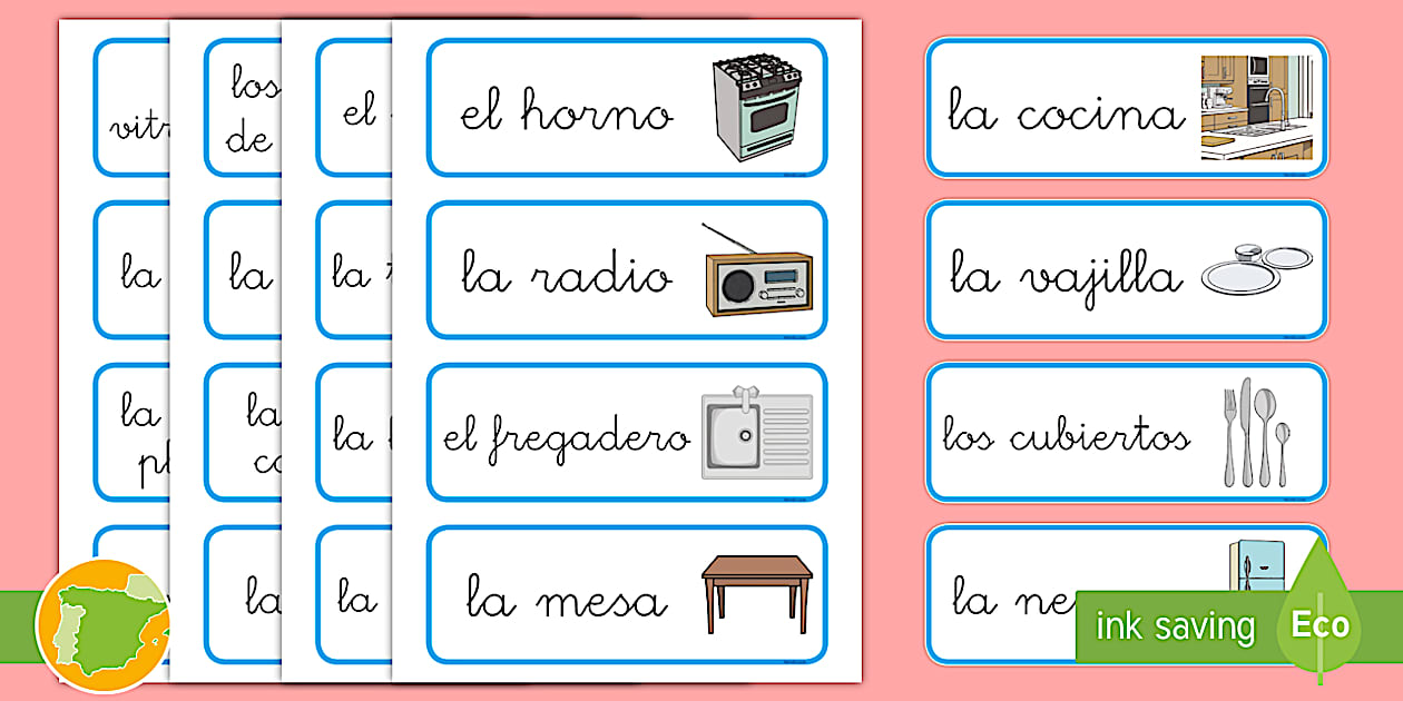 Tarjetas de vocabulario: La cocina (teacher made) - Twinkl