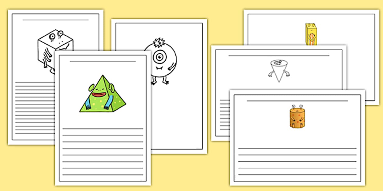 3D Shape Aliens Writing Frames - Twinkl