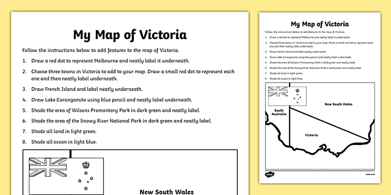 Editable My Map of Victoria Worksheet (teacher made)