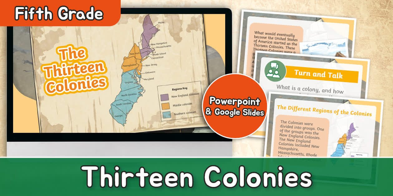 Fifth Grade The Thirteen Colonies PowerPoint & Google Slides