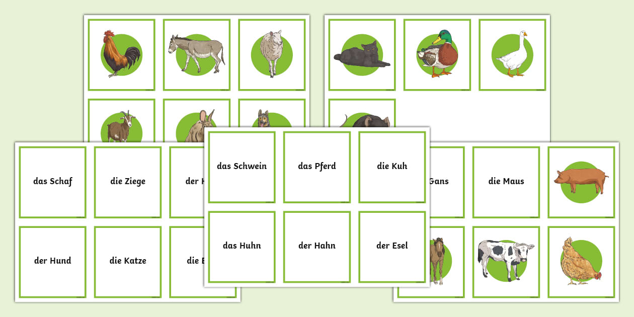 Farm Animal - German Matching Cards (teacher made) - Twinkl