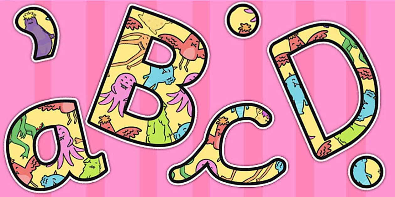 Cursive Monster Themed Display Lettering - Twinkl