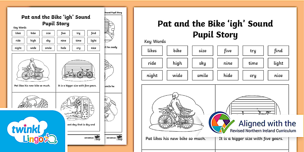 Pat and the Bike 'igh' Sound Pupil Story Activity Sheet
