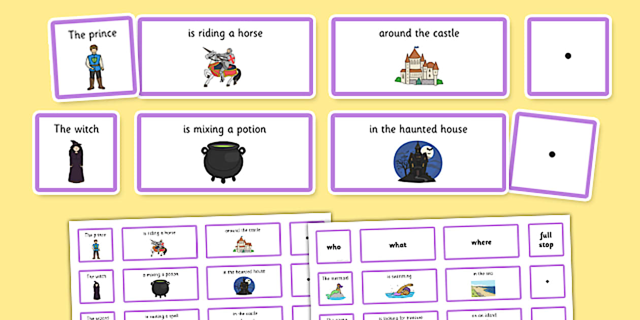 Fantasy Sentence Building Cards EAL - Twinkl