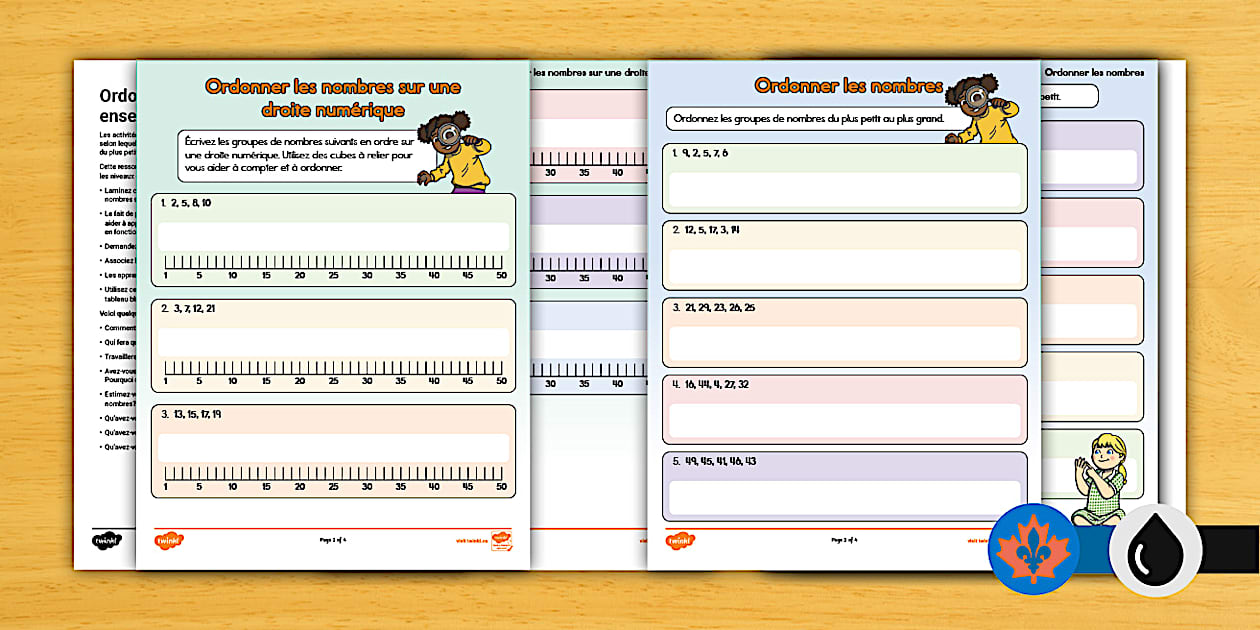Comparing Numbers up to 50: Ordering Numbers French - Twinkl