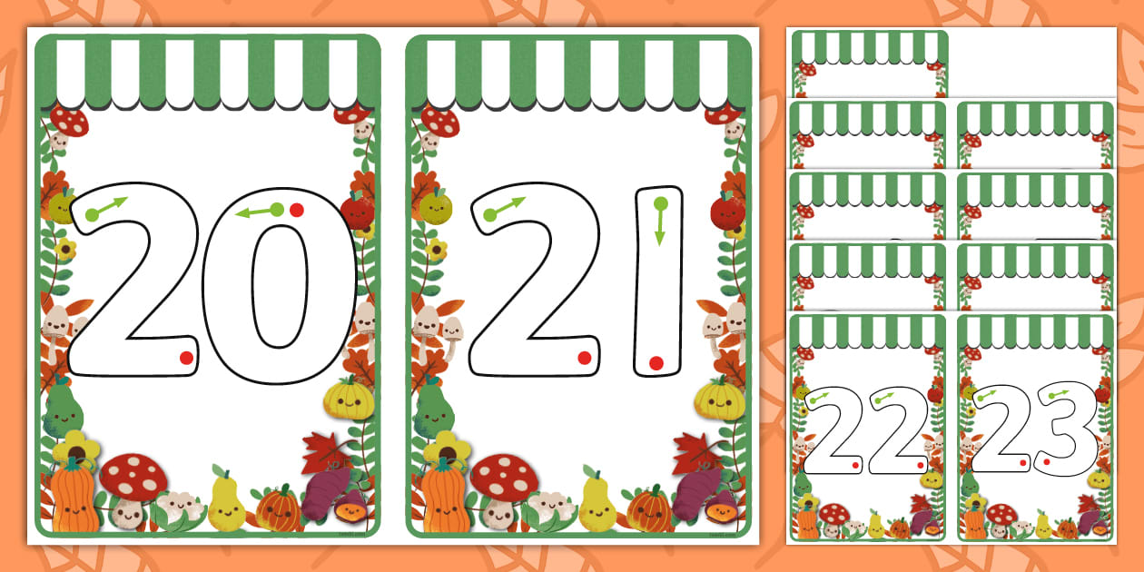 👉 Autumn Market Themed Numbers 20-30 Flashcards - Twinkl