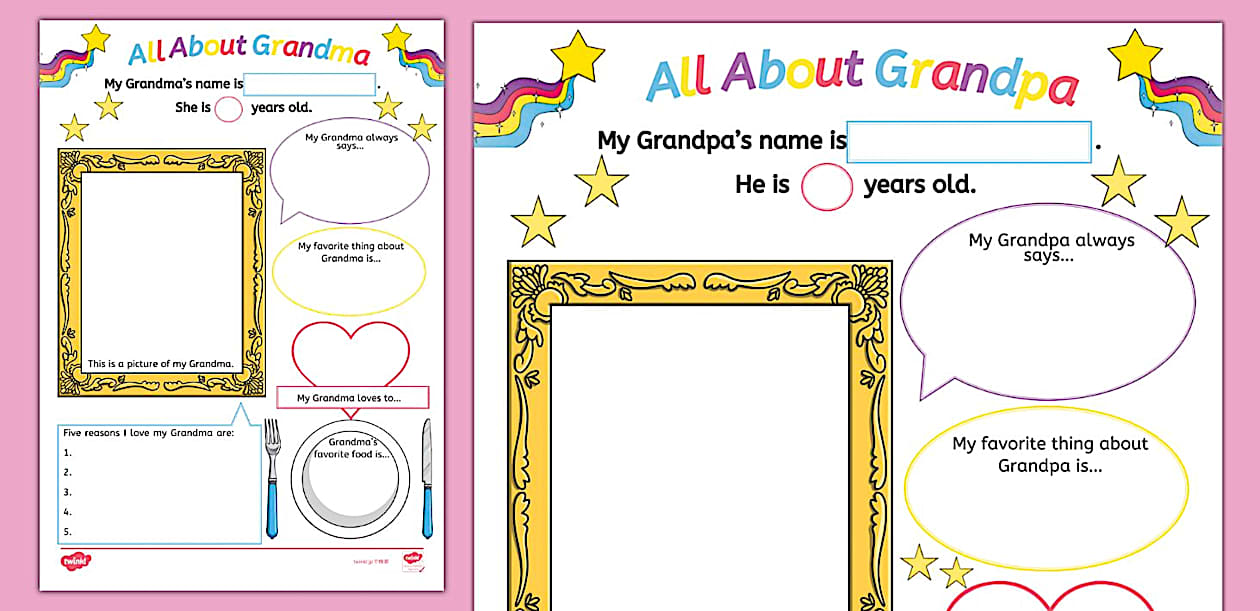 敬老の日 おじいちゃんとおばああちゃんにつて ワークシート 英語 All About my Grandparents English ...