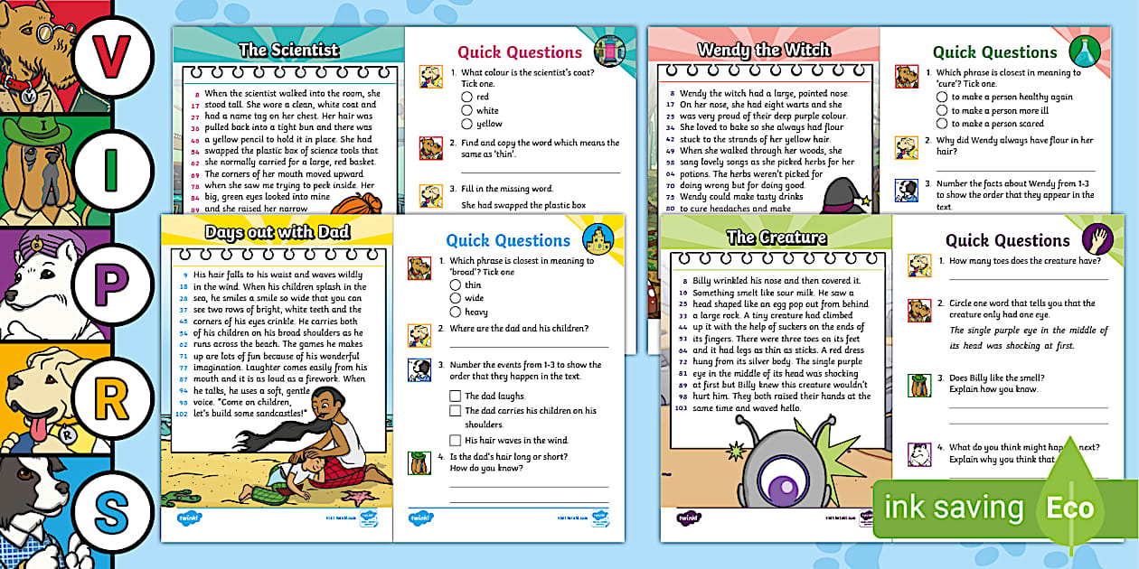 KS1 Character Descriptions 60-Second Reads Activity Pack
