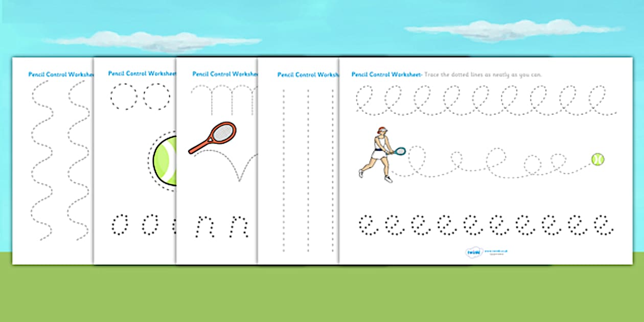 Wimbledon Themed Pencil Control Worksheets - Twinkl