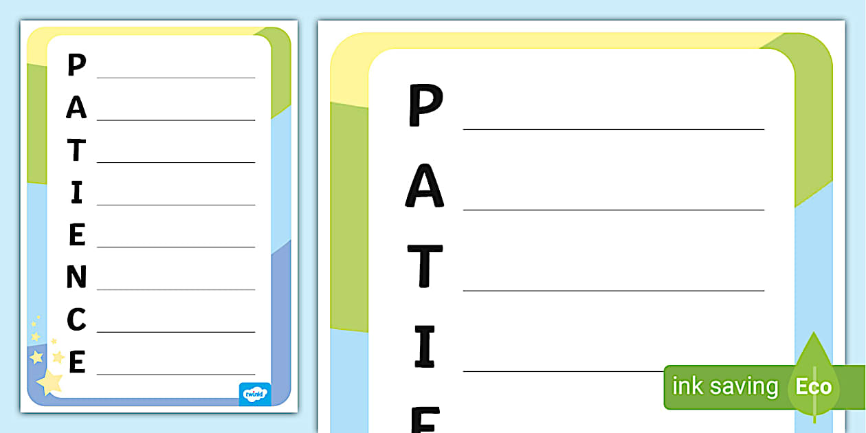 Patience Acrostic Poem (teacher made) - Twinkl