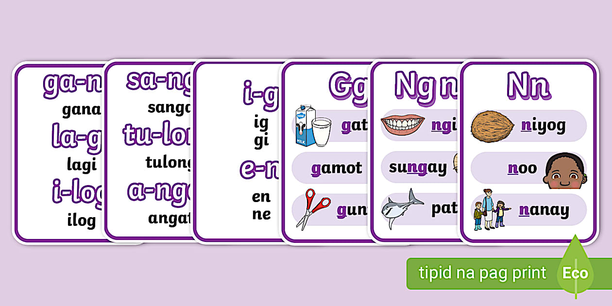 Marungko Approach flash cards (n, g, ng) (teacher made)