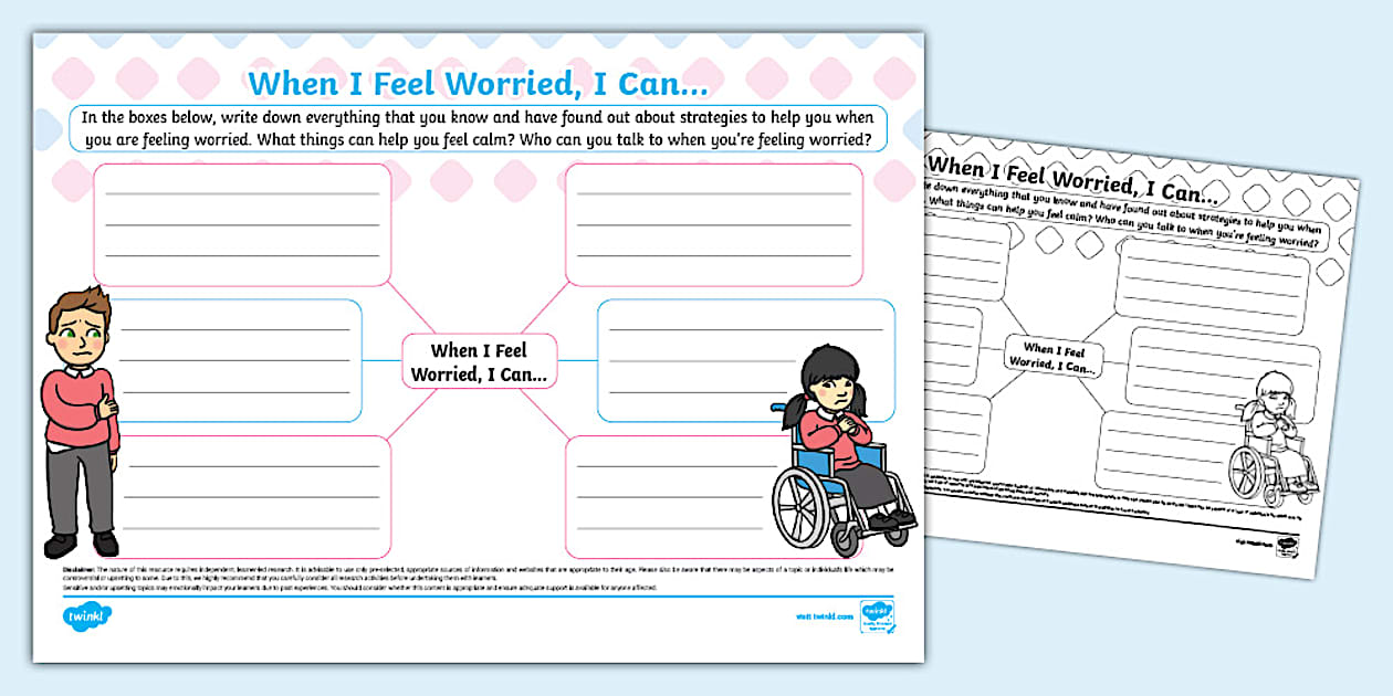 When I Feel Worried, I Can... Mind Map (teacher made)