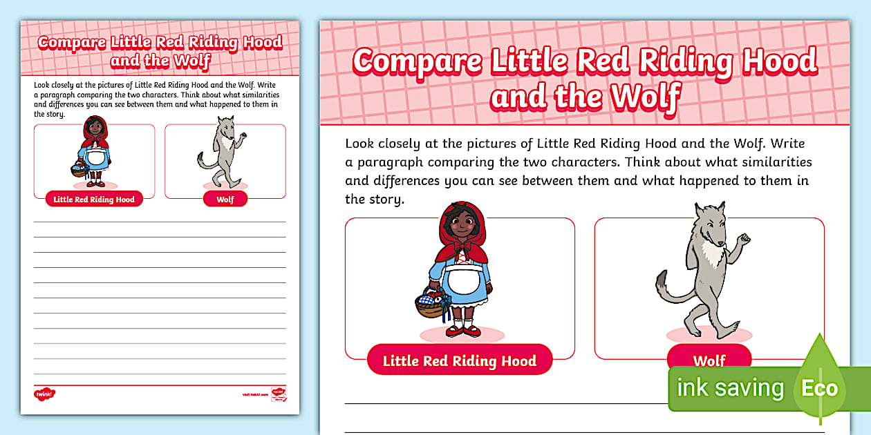 Comparing Red Riding Hood and the Wolf Worksheet - Twinkl