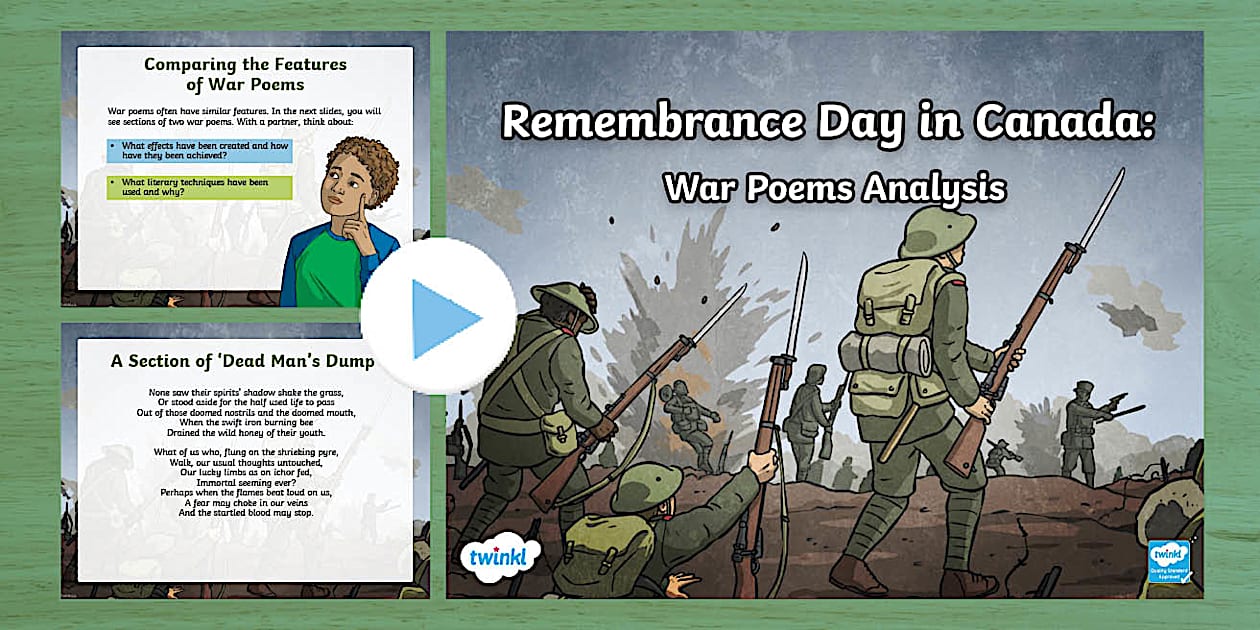 Remembrance Day in Canada: War Poems PowerPoint - Twinkl
