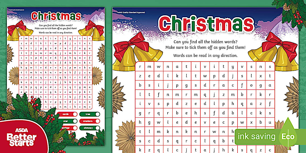 FREE! - 👉 ASDA Better Starts: Christmas Word Search [Ages 7-11]