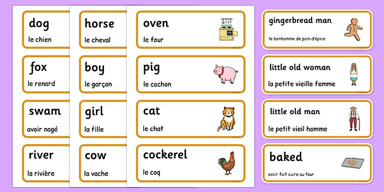 The Gingerbread Man Word Cards French Translation - Twinkl