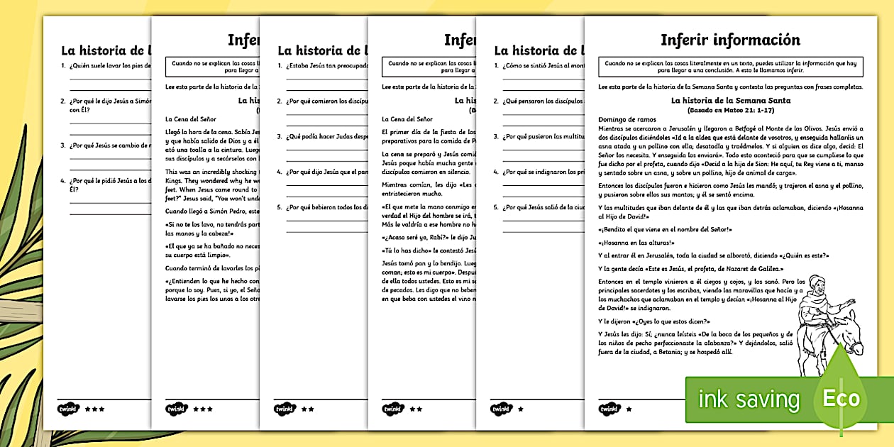 Comprensión lectora por niveles: La historia de la Semana Santa