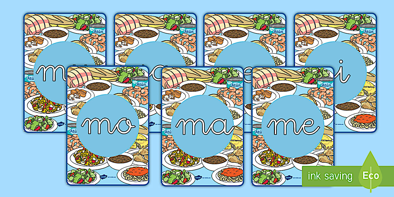 Tarjetas de sílabas: La comida - comer sano, comida sana, comer saludable,
