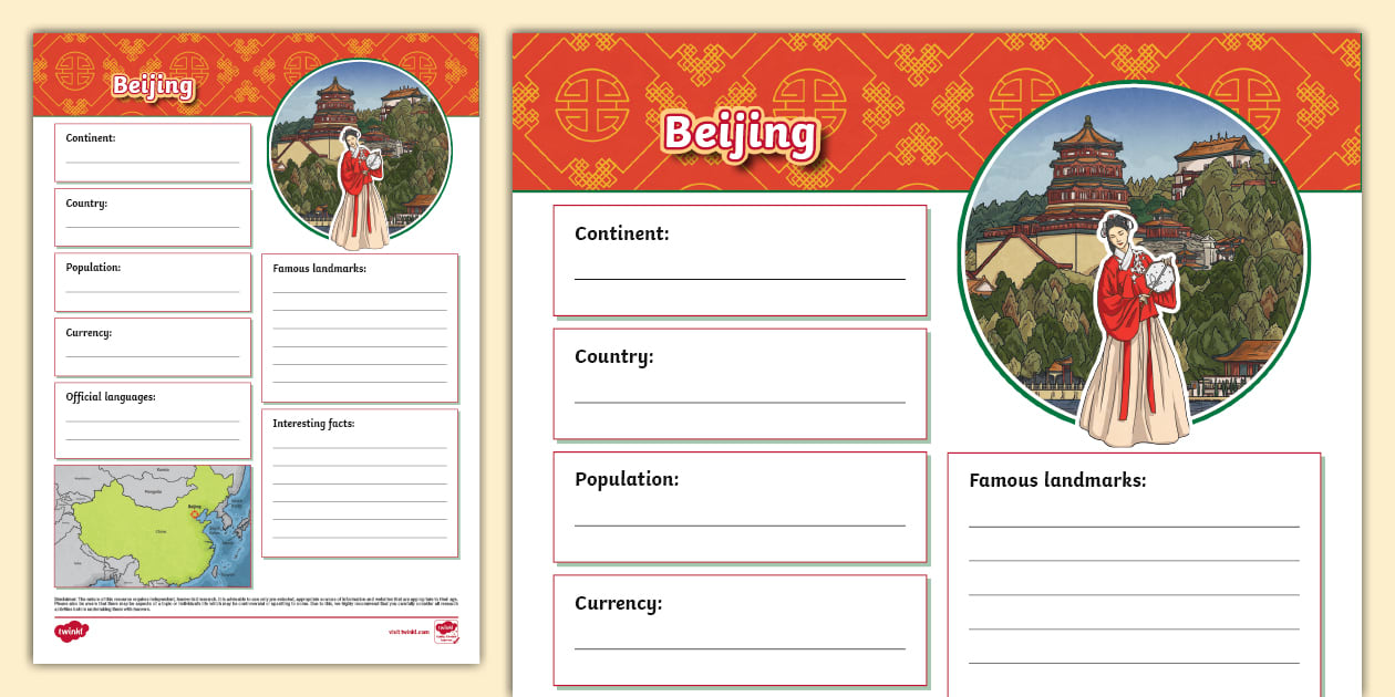Beijing Fact File Template (teacher made) - Twinkl
