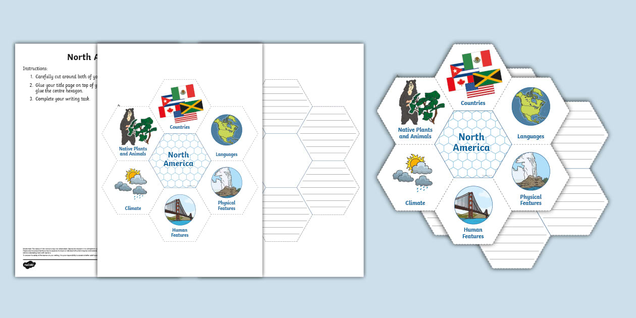 KS1 North America Hexagon Writing Template (teacher made)