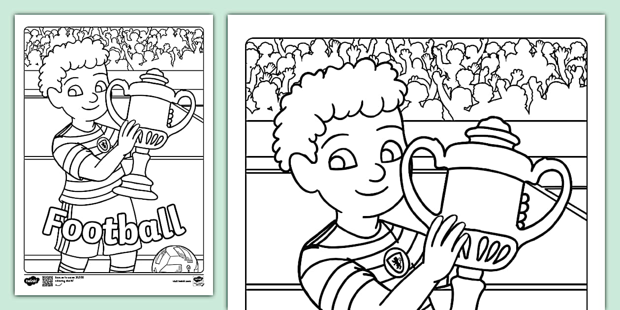 Football Cup Colouring Page (Teacher-Made) - Twinkl