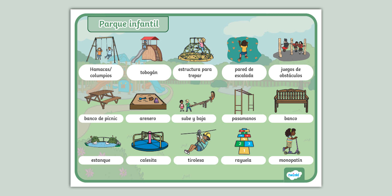 Tapiz de vocabulario: en el patio (Hecho por educadores)