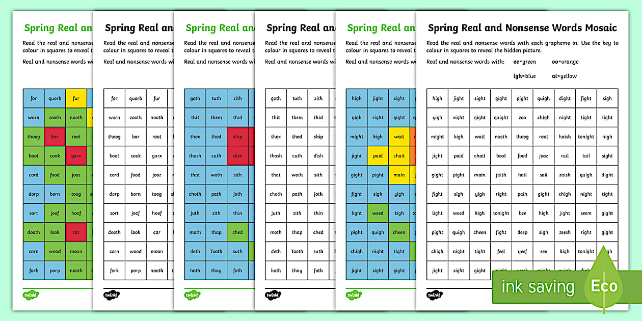Spring Phase 3 Phonics Mosaic Worksheet / Worksheet - Twinkl