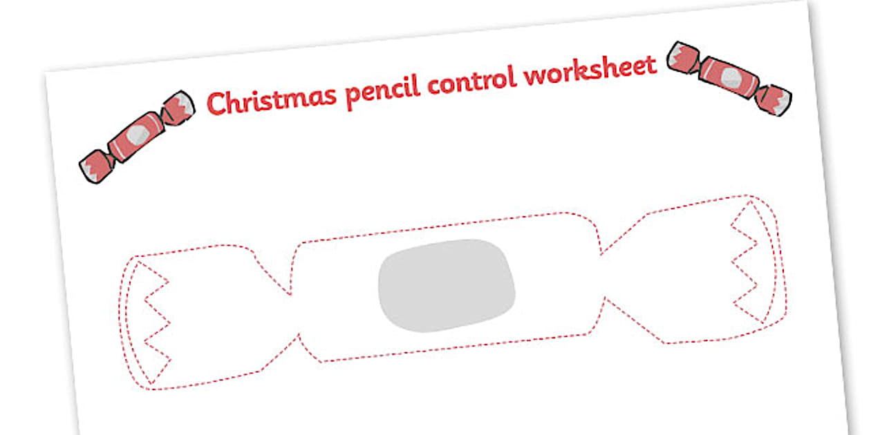 Christmas Themed Cracker Pencil Control Worksheets - christmas