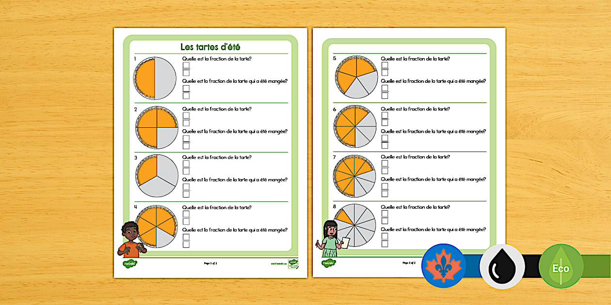 Summer Pie Fractions Activity French (Teacher-Made) - Twinkl